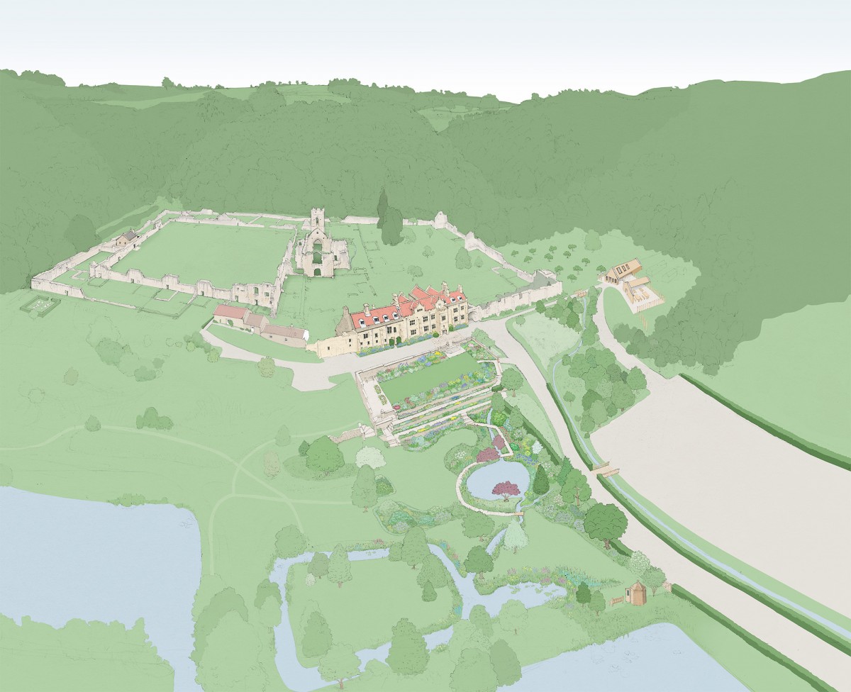 Nick Ellwood | Illustrated map for Mount Grace Priory House & Gardens